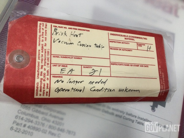 Surplus BriskHeat Vacuum Curing & Debulking Table in Chambersburg ...