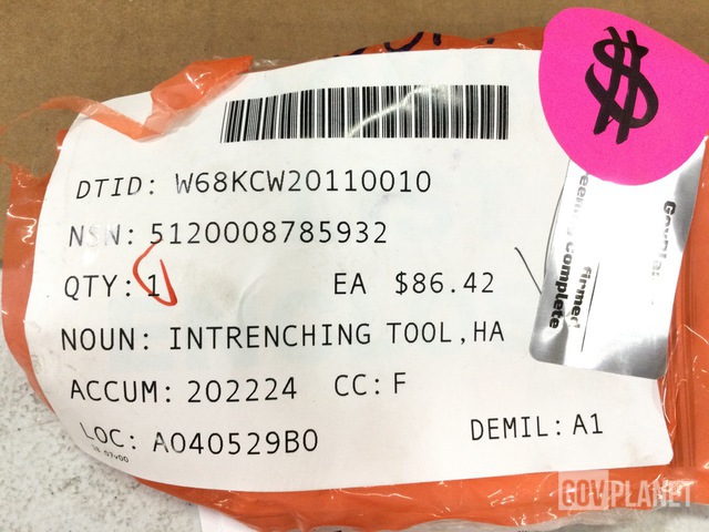 Surplus (24) Canteens, (31) Intrenching Carriers, (1) Intrenching Tool ...