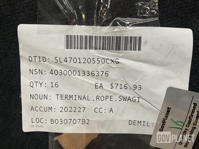 Surplus (16) Automatic Development MS20667-28 Swaging Rope Terminals in ...