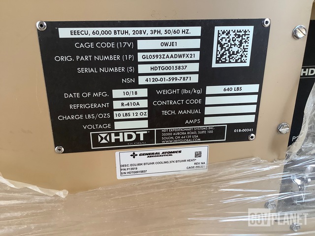 Surplus HDT GL0593ZAADWFX21 EEECU Environmental Control Unit in Yermo ...