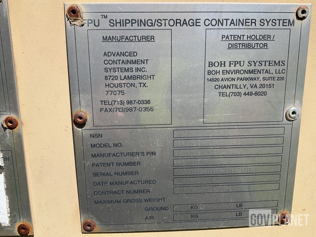 Surplus Advanced Containment Systems FPU20-3 Storage Container in ...