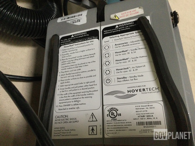 Surplus Hovertech International HTAIR1200 Patient Transfer System Pump ...