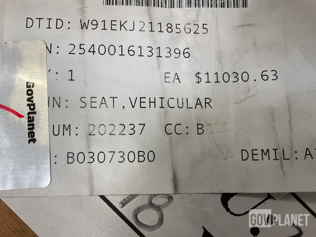 Surplus Jankel Tactical Systems X900003 Vehicular Seat in North Las ...