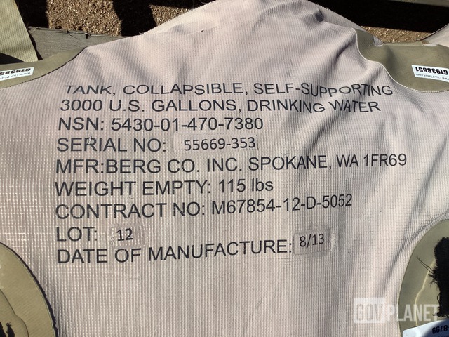Surplus Berg 3,000 Gallon Drinking Water Self-Supporting Collapsible ...