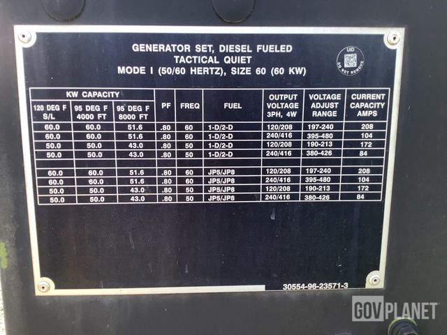 Surplus 2010 L3 MEP-806B 60kW Generator Set in Southampton, New Jersey ...