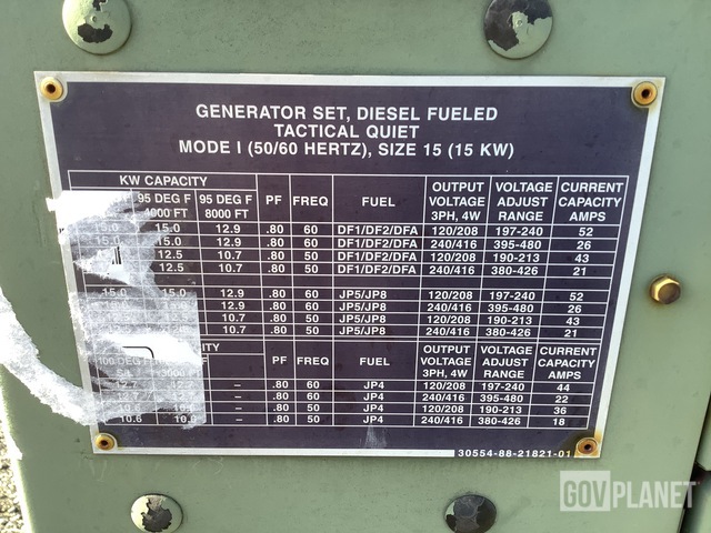 Surplus 1998 Fermont MEP-804A 15kW Generator Set in Southampton, New ...