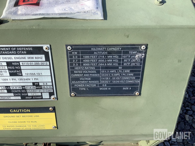 Surplus 2009 Fermont MEP-831A 3kW Generator Set in Hermiston, Oregon ...
