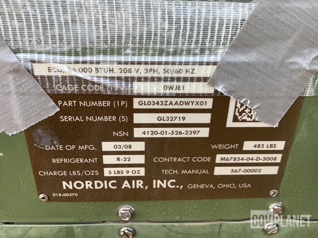 HDT Expeditionary Systems GL0343ZAADWYX01 Environmental Control Unit in ...