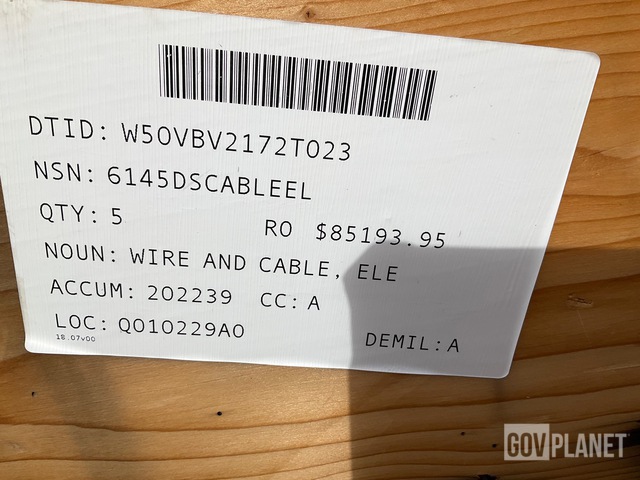 Surplus (5) Rolls of Okonite 135-23-3121 Electrical Wire in Yermo ...