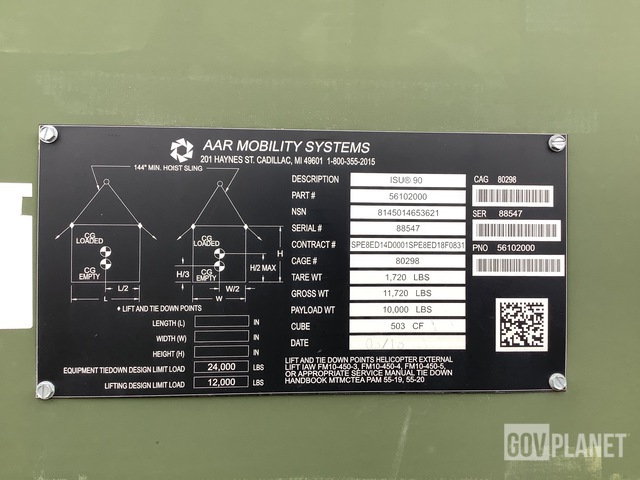 Surplus AAR Mobility Systems ISU 90 Storage Container in Butner, North ...