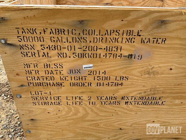 Surplus 50,000 Gallon Drinking Water Collapsible Fabric Tank in Albany ...