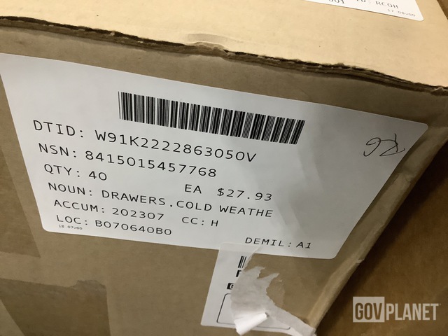 Surplus (80) Pairs of Cold Weather Drawers in Chambersburg ...