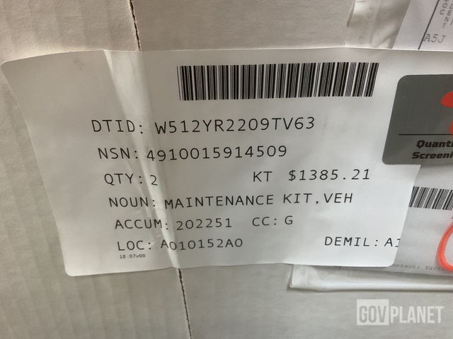 Surplus (2) Oshkosh Defense 5SK327 Vehicular Maintenance Kits in North ...