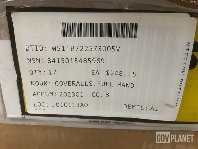 Surplus (17) Pairs of Fuel Handler's Coveralls in North Las Vegas ...