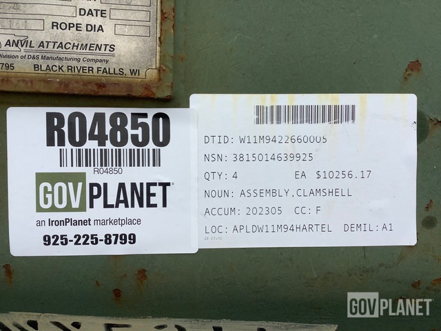 Surplus (1) Anvil Attachments MHC0100X036 Clamshell Bucket & (1 ...