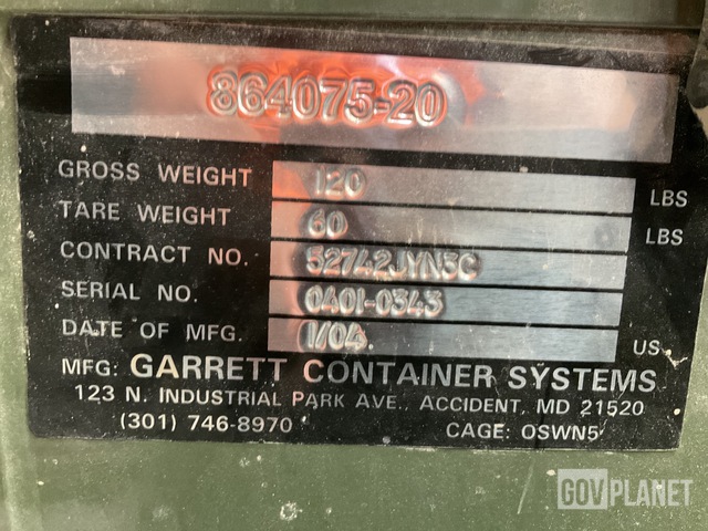 Surplus (10) Garrett Container Systems 864075-20 Storage Cases in North ...