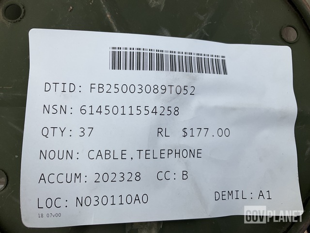 Surplus (37) Reels of WD1A-.5 Kilometer Telephone Cable in Colorado ...