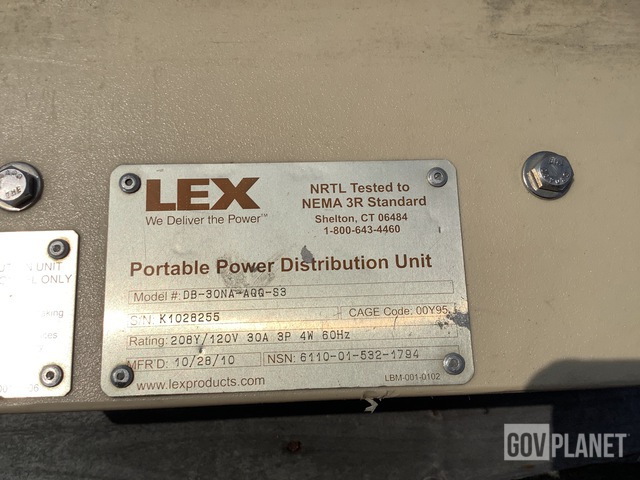Surplus 2010 LEX DB-30NA-AQQ-S3 Portable Power Distribution Unit in Butner, North Carolina ...