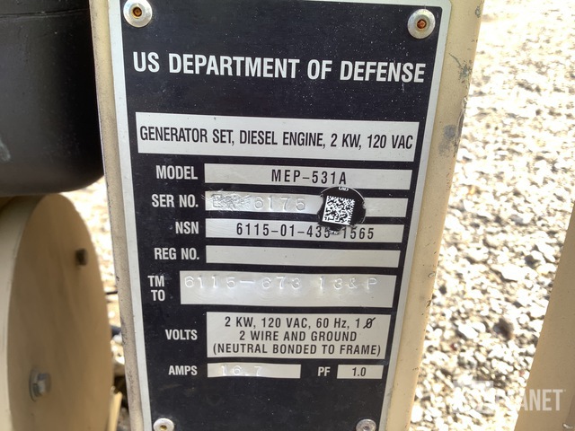 Surplus Dewey MEP-531A 2kW Generator Set in Southampton, New Jersey ...
