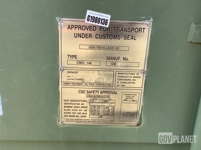 Surplus (1) Containerized Batch Laundry System & (1) Storage Container ...