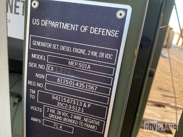 Surplus (2) Dewey MEP-501A 2kW Generator Sets in Yermo, California ...