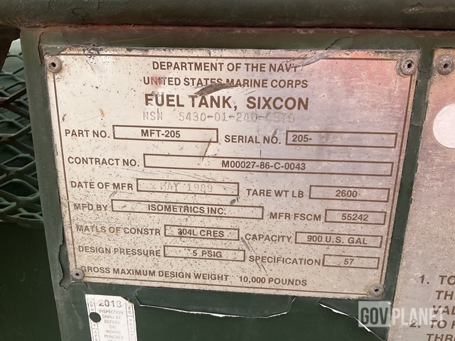 Surplus Isometrics MFT-205 Sixcon Fuel Tank in Yermo, California ...