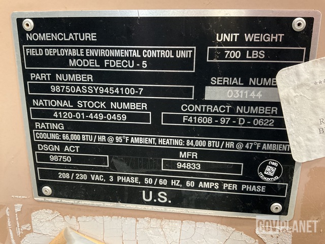 Surplus Keco FDECU-5 Environmental Control Unit in North Las Vegas ...