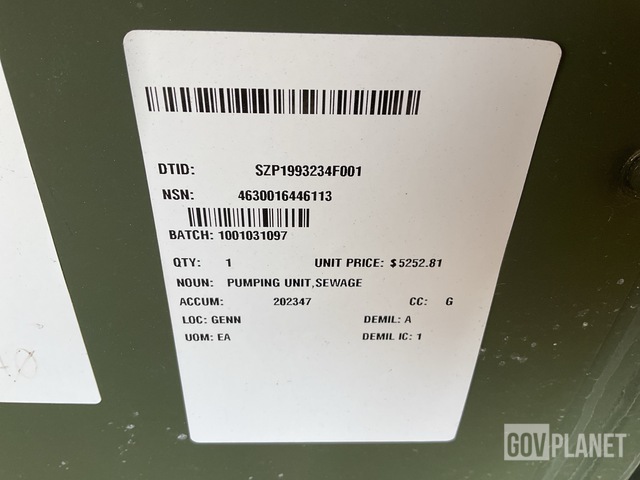 Surplus AAR Atics 65003-0001 Sewage Pumping Unit in Yermo, California ...