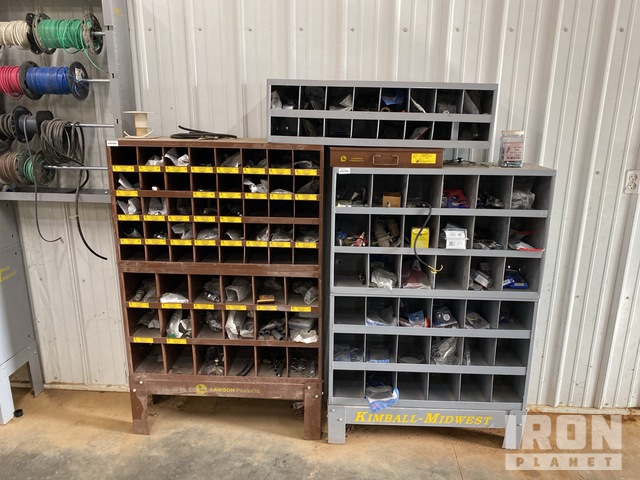 Quantity of (8) Bolt Bins, Bolts, Fittings, Wire, Hose Clamps & Fuses ...