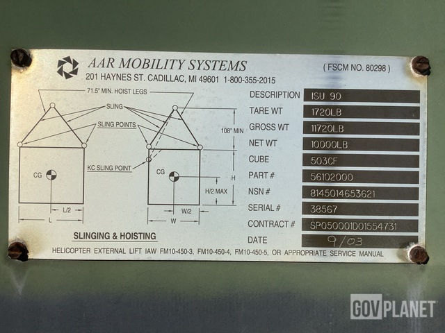 Surplus 2003 AAR Mobility Systems 56102000 Storage Container in Butner ...