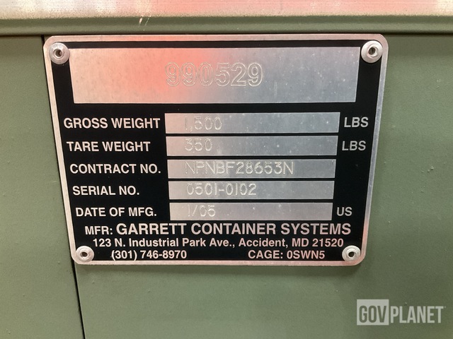 Surplus 2005 Garrett Container Systems 990529 Storage Container in ...