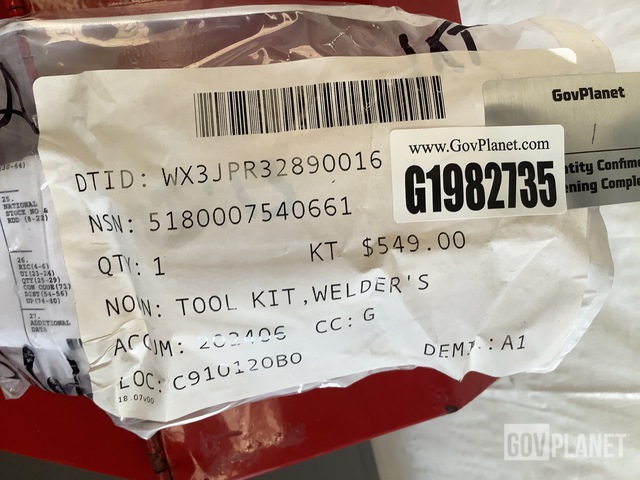 (1) Welder's Tool Kit & (1) Northrop Grumman 388B106037HPH Pinion Hone ...