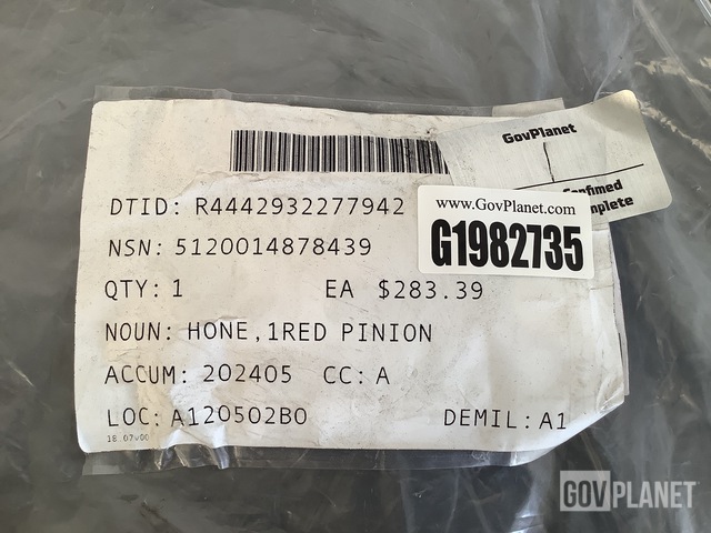 (1) Welder's Tool Kit & (1) Northrop Grumman 388B106037HPH Pinion Hone ...