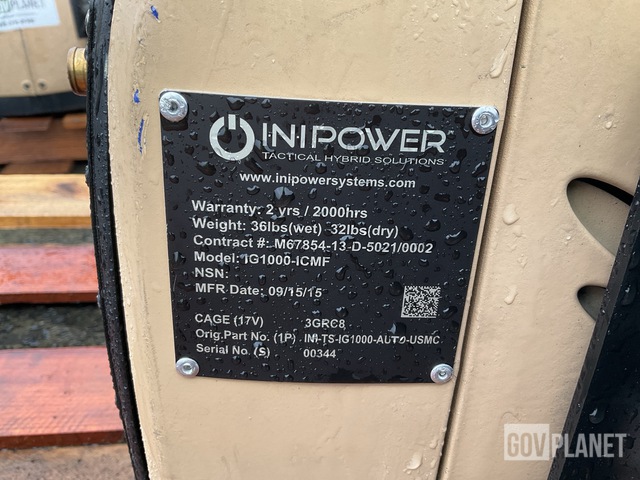 Surplus INI Power Systems IG1000-ICMF Portable Generator Set in Butner ...