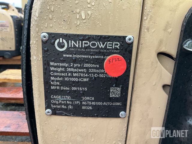 Surplus INI Power Systems IG1000-ICMF Portable Generator Set in Butner ...