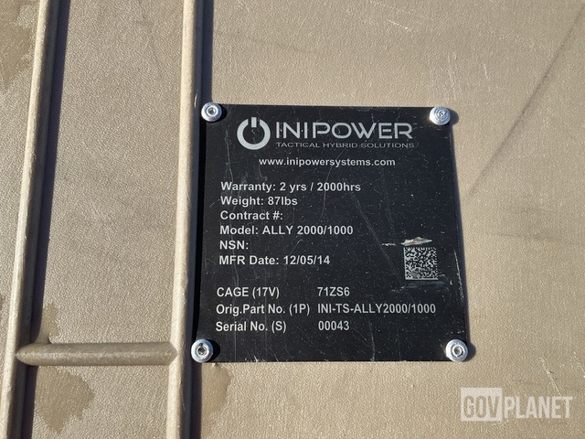 Surplus (2) INI Power Systems ALLY 2000/1000 Lithium-Ion Hybrids in ...