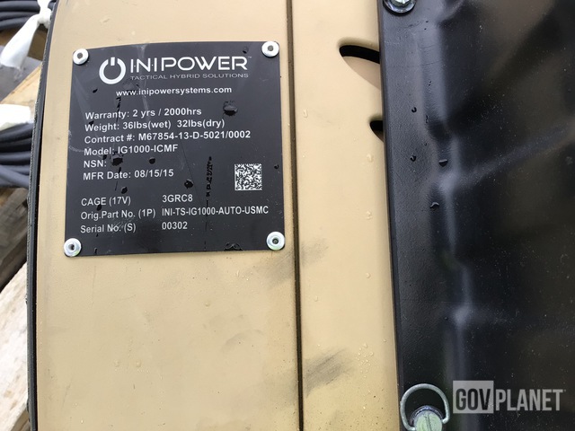 Surplus INI Power Systems IG1000-ICMF Portable Generator Set in Butner ...