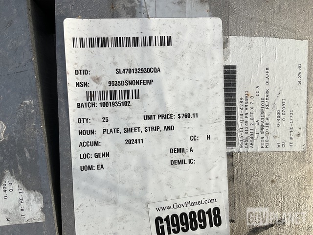Surplus (25) 7"x8"x2" Titanium Plates in Lake Butler, Florida, United ...