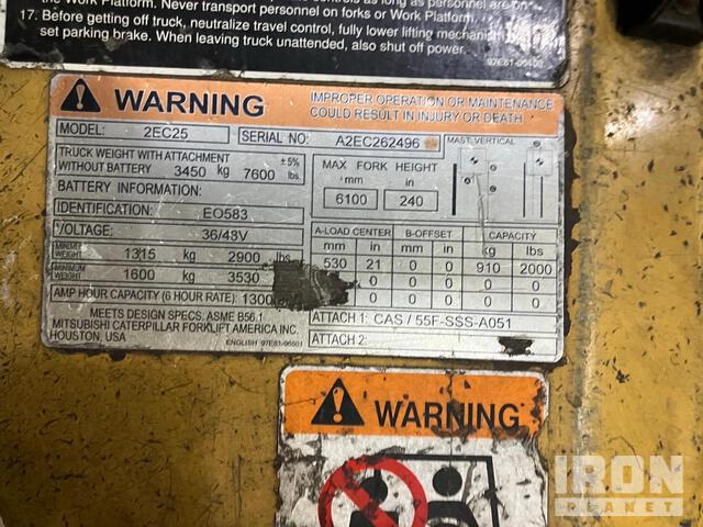 Cat 2EC25 Electric Forklift in Morrisville, Pennsylvania, United States ...
