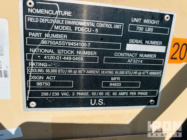 Surplus FDECU-5 Field Deployable Environmental Control Unit Air ...