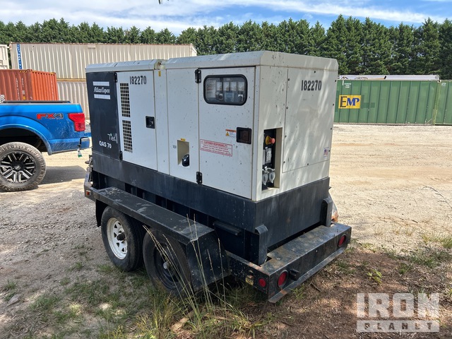 2016 Atlas Copco QAS70 56 kW Mobile Generator Set on 2013 T/A Trailer ...