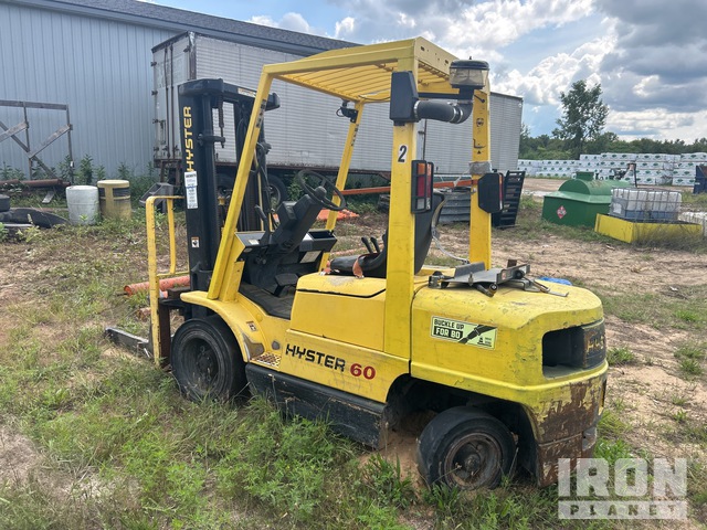 2001 Hyster H60XM 6000 lb Pneumatic Tire Forklift, Muskegon, Michigan ...