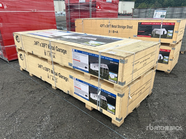 Quantity of (2) Boxes of 2024 KJ K2430T 30 ft x 24 ft Metal Garage ...