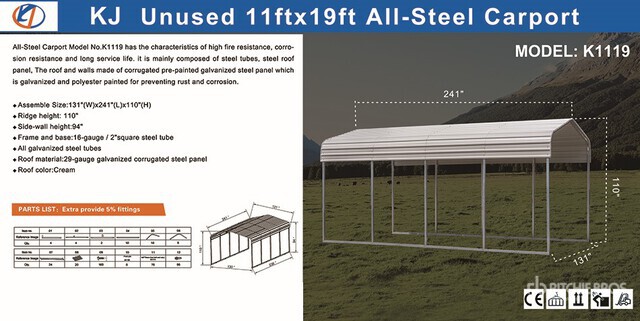 2024 KJ K1119 11 ft x 19 ft Carport (Unused) | Ritchie Bros. Auctioneers