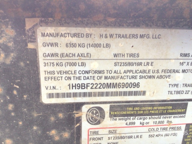 2021 H&W 21 ft T/A Plataforma Basculante | Ritchie Bros. Auctioneers