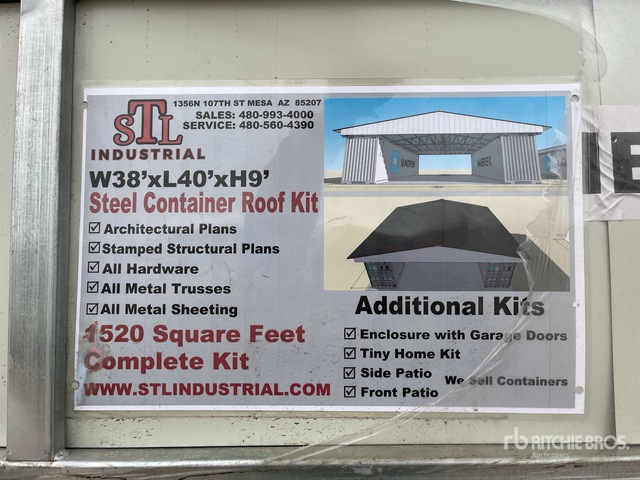 STL Industrial 40 ft x 38 ft Storage Container Roof Cover Kit (Unused ...