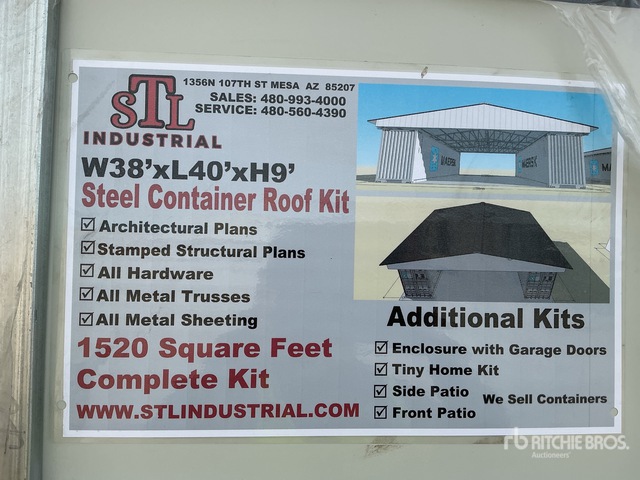 STL Industrial 40 ft x 38 ft Shipping Container Roof Cover Kit Divers ...