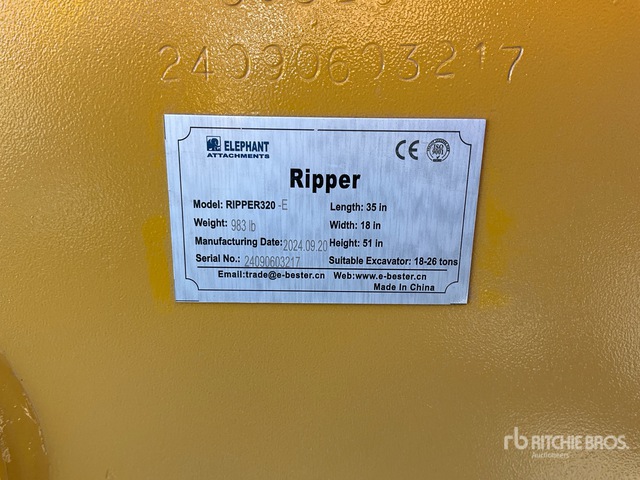 2024 Elephant RIPPER320-E Excavator Ripper - Fits Cat 320 / 18 - 26 ton ...
