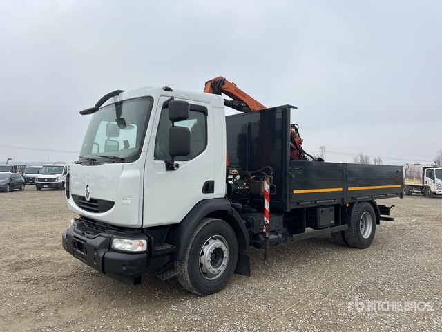 Palfinger PK6500 on 2010 Renault Midlum 280 Flatbed Truck with Crane ...