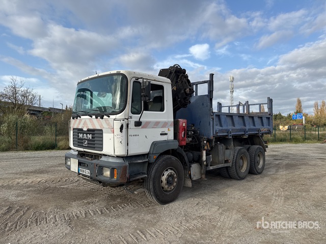 2001 Hiab 200-3 7000 kg Articulated Boom on 2001 MAN FE410A 6x4 Camion Benne avec Grue Camión ...